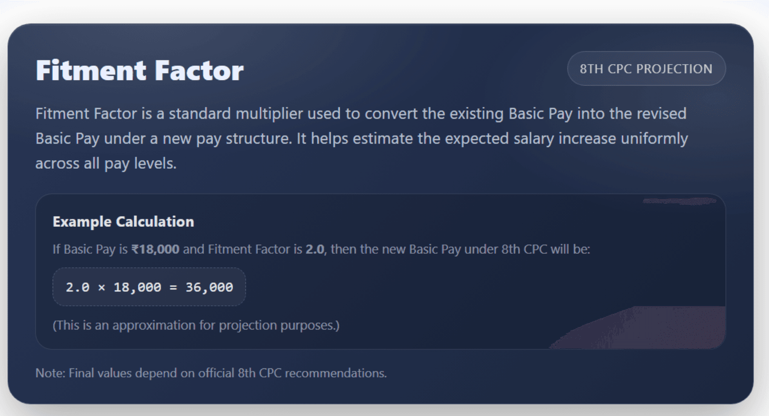 8th pay commission fitment factor calculator