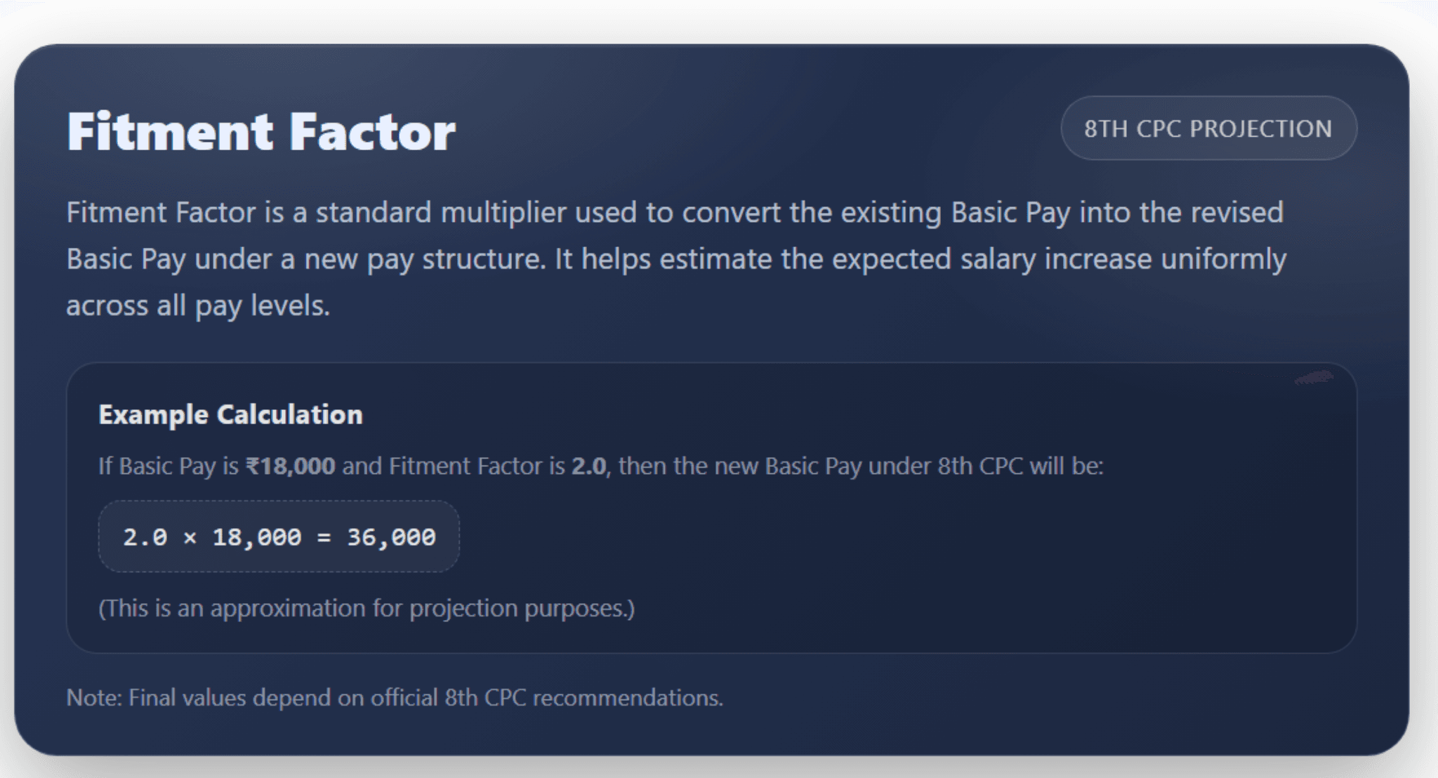 8th pay commission fitment factor calculator
